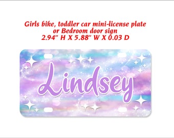 Girls Bike Name Plate Mini License Plate Bedroom Door Sign | Etsy