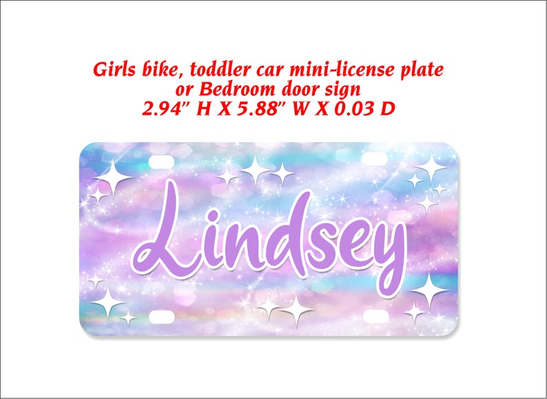 Girls Bike Name Plate Mini License Plate Bedroom Door Sign | Etsy
