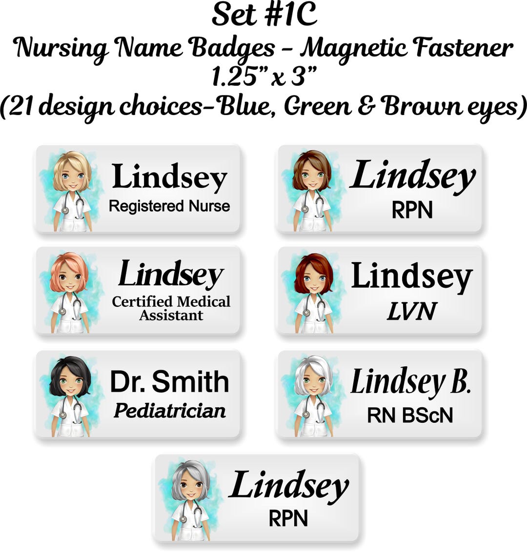 Nursing Name Tag, Name Badge, Personalized Custom ID Tag, Healthcare ...