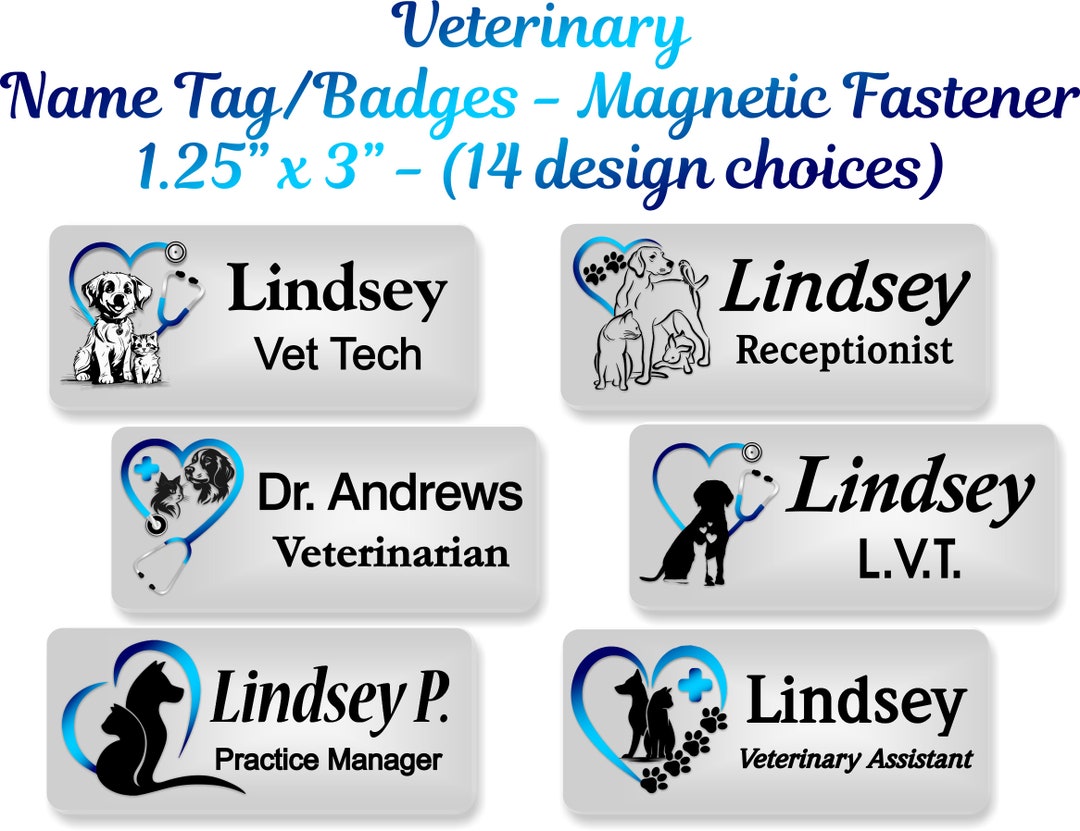 Vet Tech Name Tag, Magnetic Name Badge, Personalized Custom ID Tag for ...
