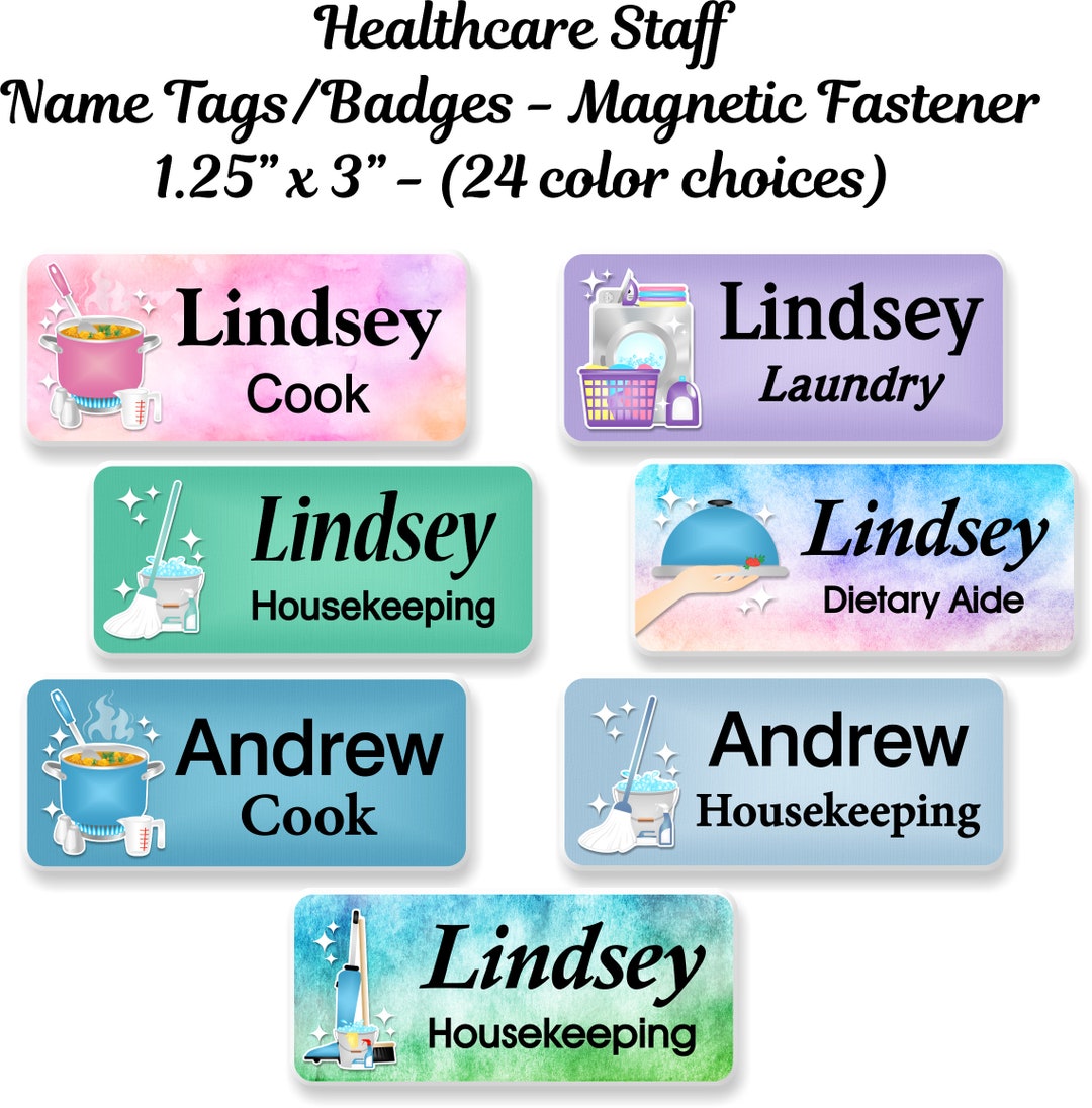 Healthcare Staff Name Badge, Name Tag, Dietary Staff, Housekeeping ...
