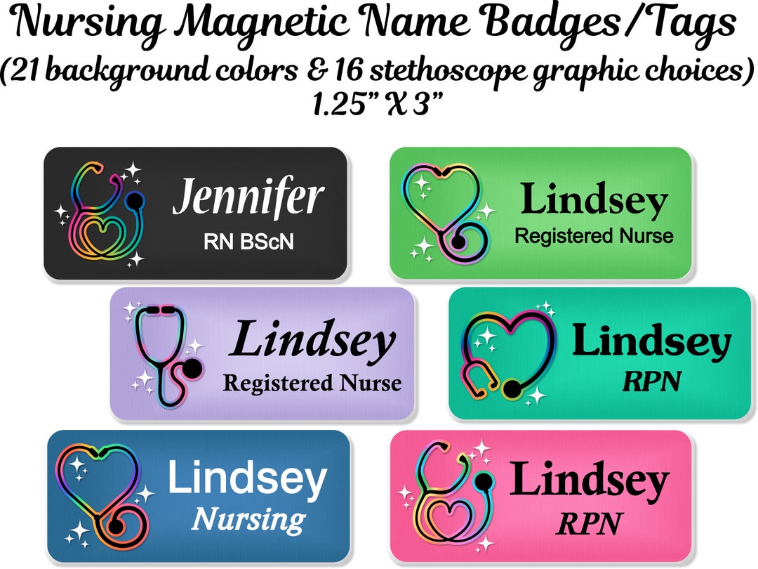Nursing Staff Magnetic Name Badge, Personalized Stethoscope Plastic ID ...