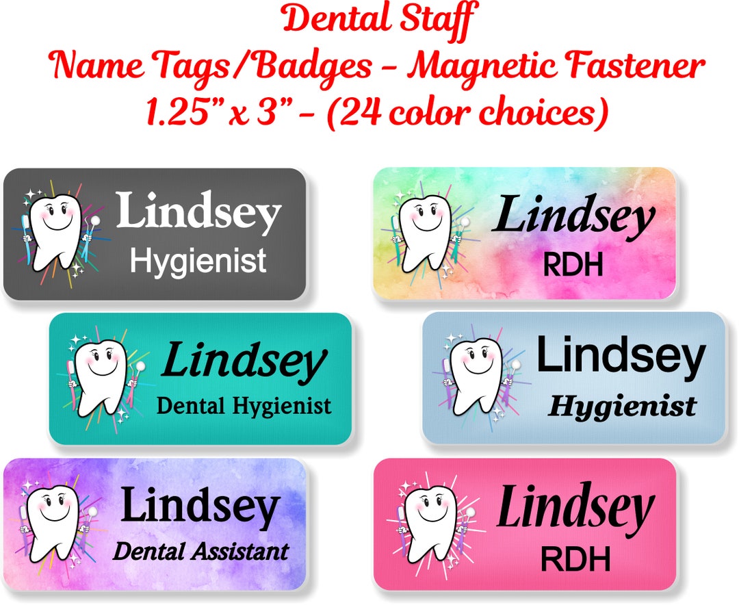 Dental Name Tag, Name Badge, Personalized Custom ID Tag, Magnetic ...