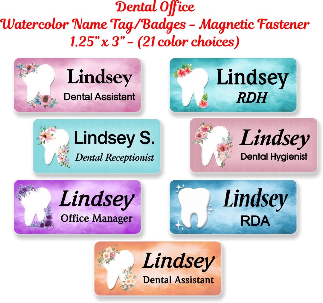 Dental Name Tag, Name Badge, Personalized Custom ID Tag, Dental ...