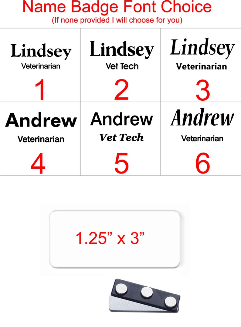 Vet Tech Name Tag Magnetic Name Badge Personalized Custom ID - Etsy