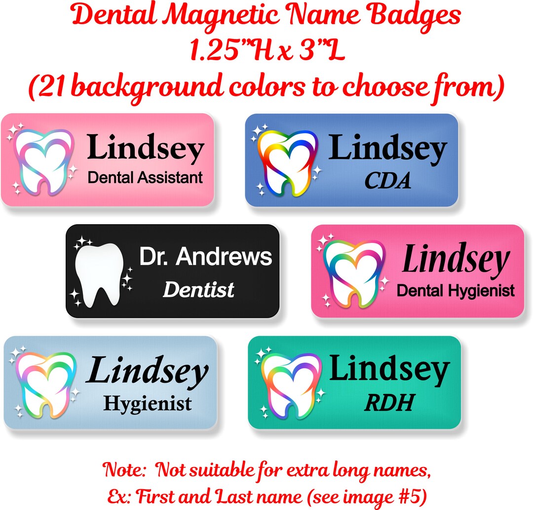 Dental Name Tag, Name Badge, Personalized Custom ID Tag, Magnetic ...