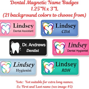 Dental Name Tag, Name Badge, Personalized Custom ID Tag, Magnetic ...