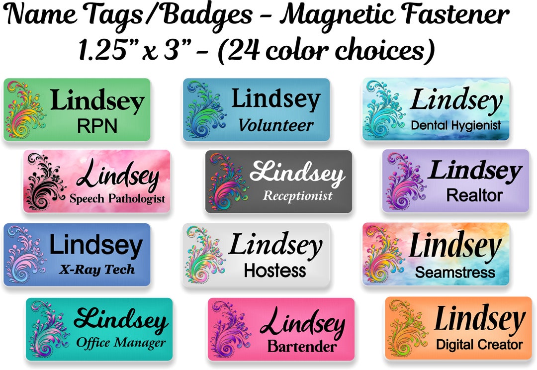 Magnetic Name Tag, Name Badge, Personalized Custom ID Tag, Employee ...