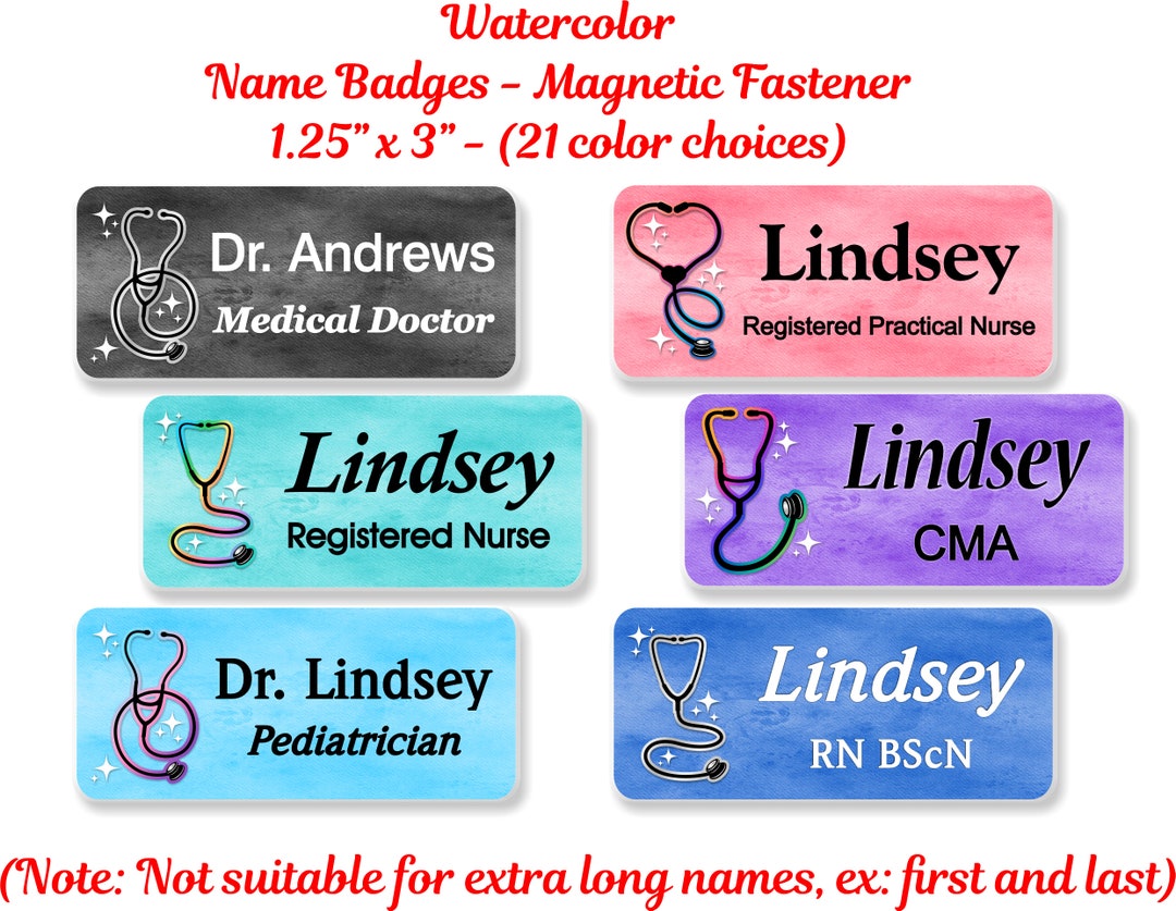 Nursing Name Badge, Name Tag, Magnetic Fastener, Personalized Custom ID ...