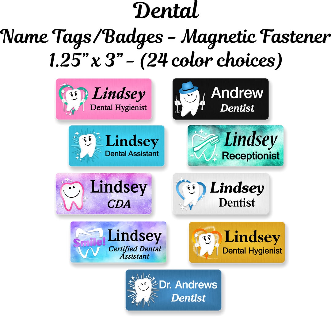 Dental Name Badge, Name Tag, Personalized Custom ID Tag, Dental ...