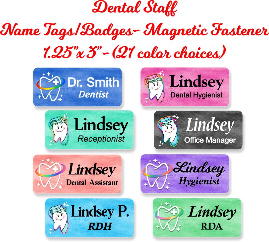 Dental Name Badge, Name Tag, Personalized Custom ID Tag, Magnetic ...