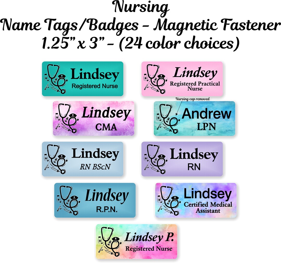 Nursing Name Tag, Name Badge, Stethoscope ID Tag, Magnetic Fastener ...