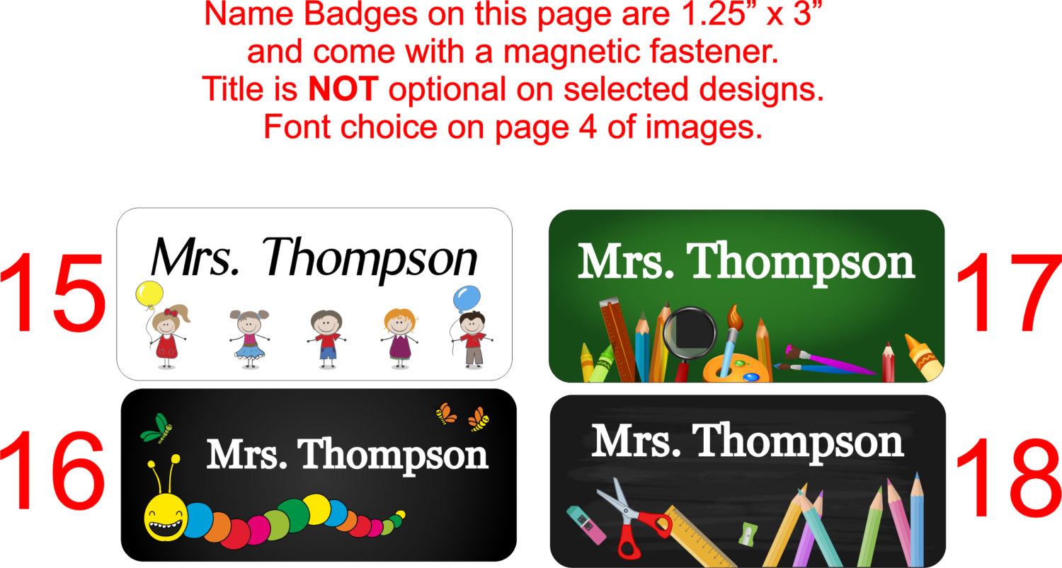 Teacher Name Tag Name Badge Personalized Custom ID Tag | Etsy Canada
