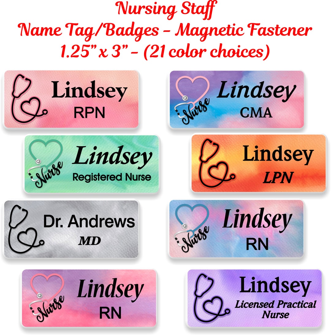 Nursing Staff Magnetic Name Badge, Personalized Stethoscope ID Name Tag ...