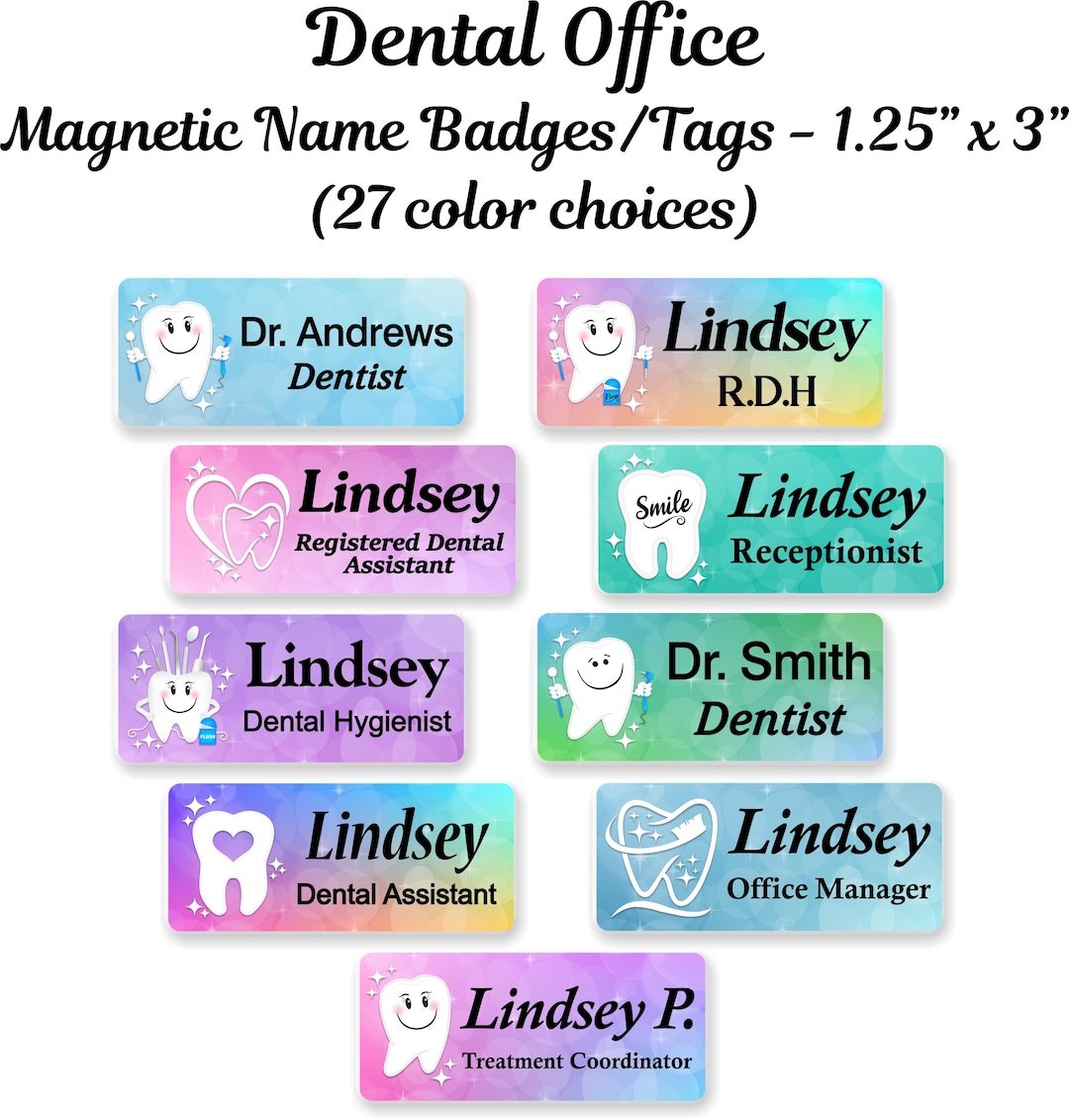 Dental Office Name Badge, Name Tag, Personalized Custom Dental ...