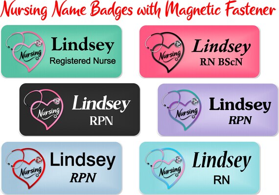 Nursing Name Badge Name Tag Magnetic Fastener Personalized | Etsy