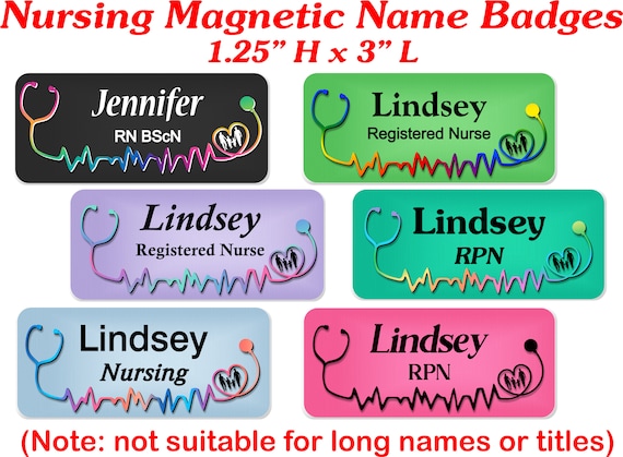 Magnetic Name Badge Nursing Name Tag Personalized Custom ID | Etsy