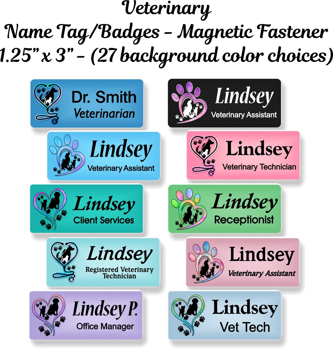 Veterinary Staff Magnetic Name Badge, Name Tag, Vet Name Badge, Vet ...