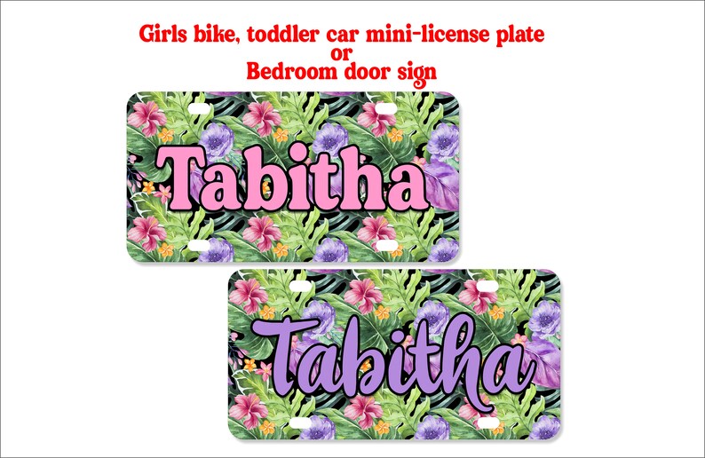 Girls Bike Name Plate Mini License Plate Bedroom Door Sign - Etsy