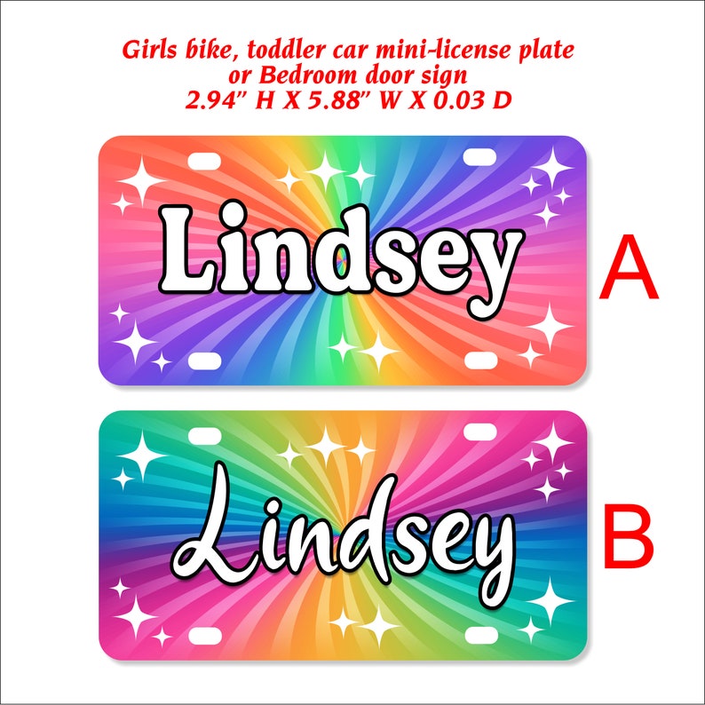 Girls Bike Name Plate Mini License Plate Bedroom Door Sign | Etsy