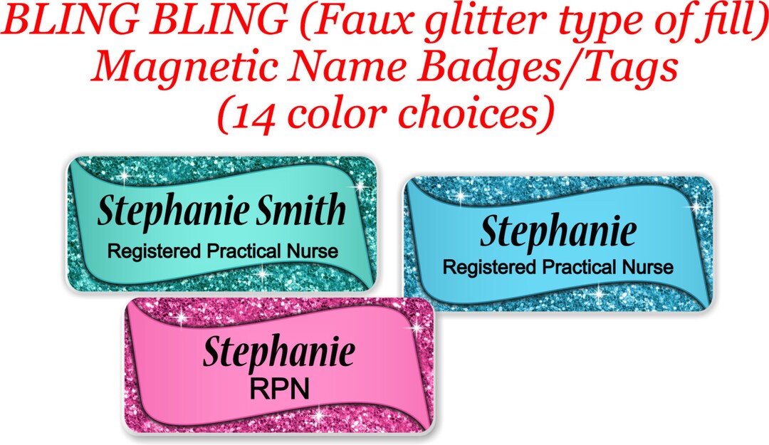 Magnetic Name Badge, Personalized Plastic Staff ID Name Tag - GLITTER1 ...