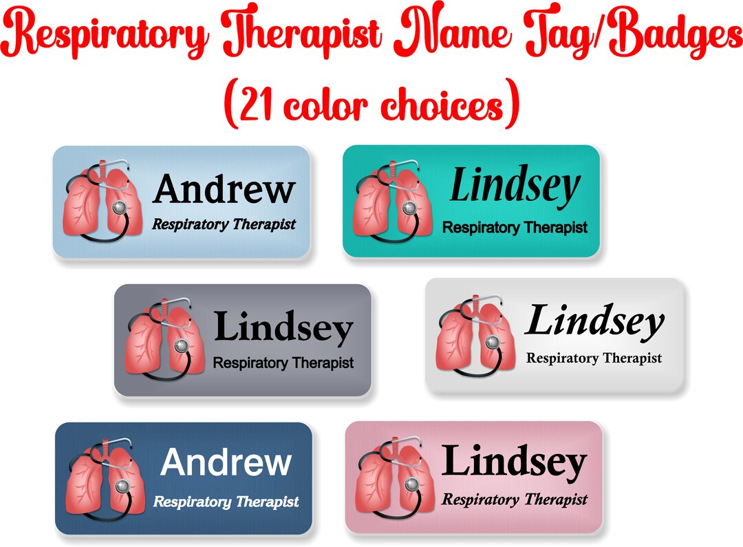 Respiratory Tech Name Tag, Therapist Name Badge, Identification Tag ...