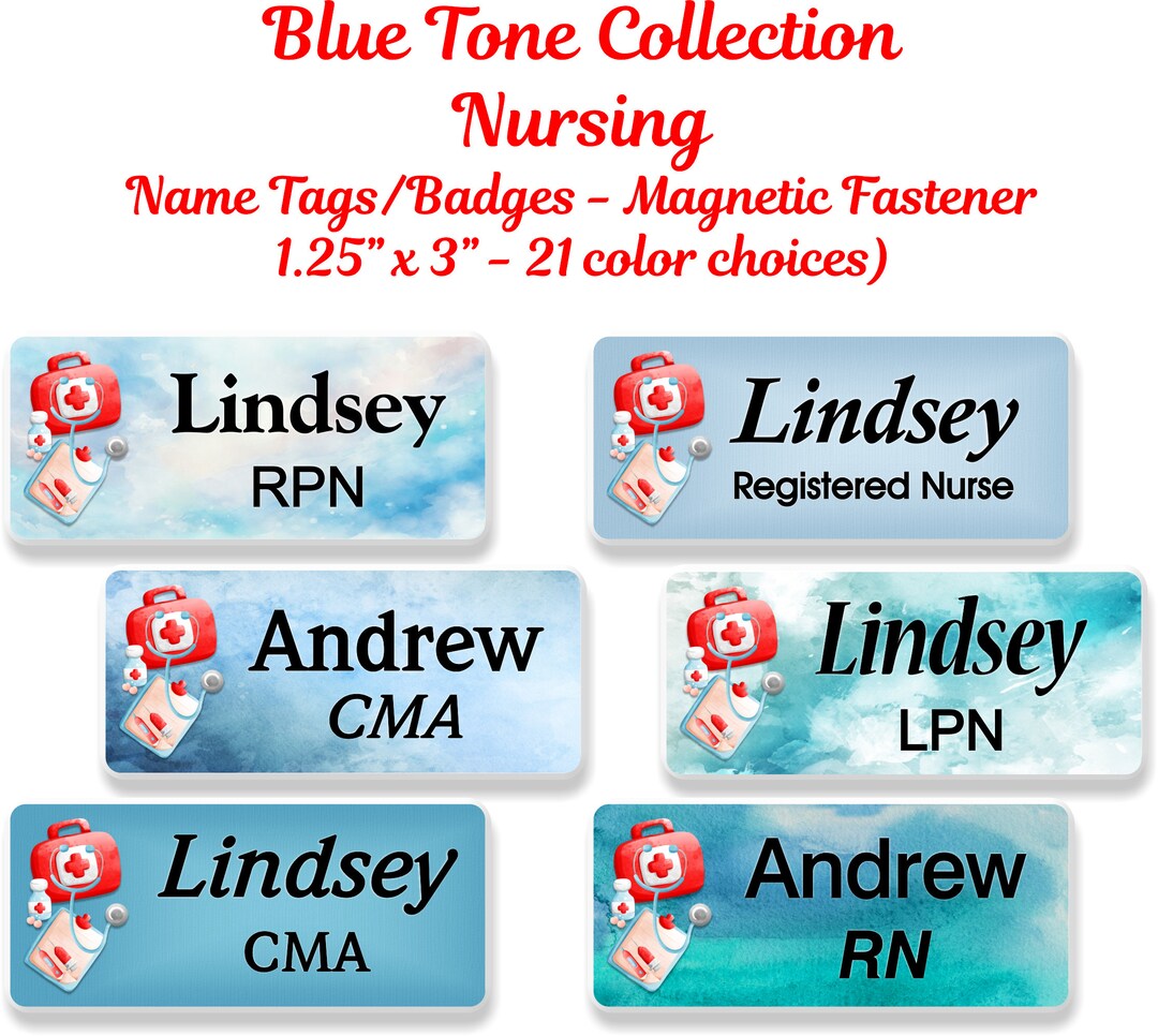Nursing Staff Magnetic Name Badge, Personalized Stethoscope ID Name Tag ...
