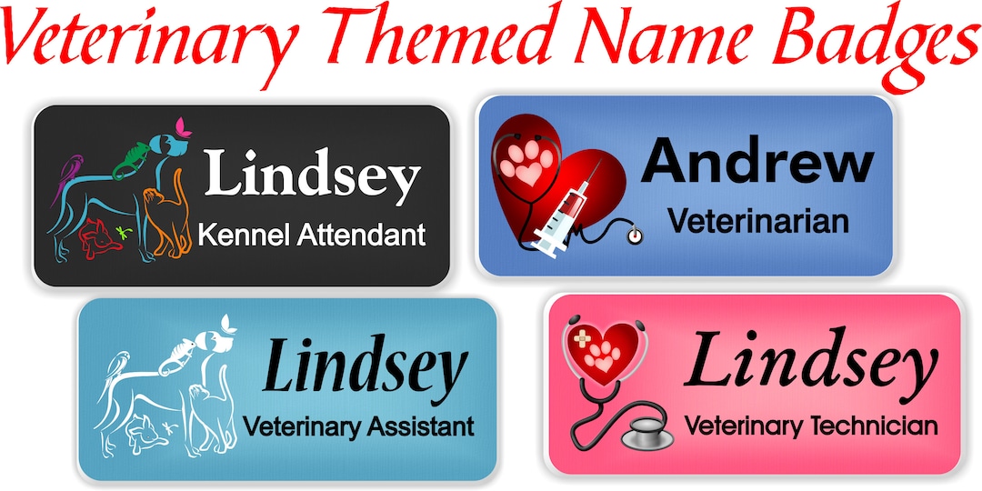 Veterinary Staff Magnetic Name Badge, Personalized Pet Clinic ID Name ...