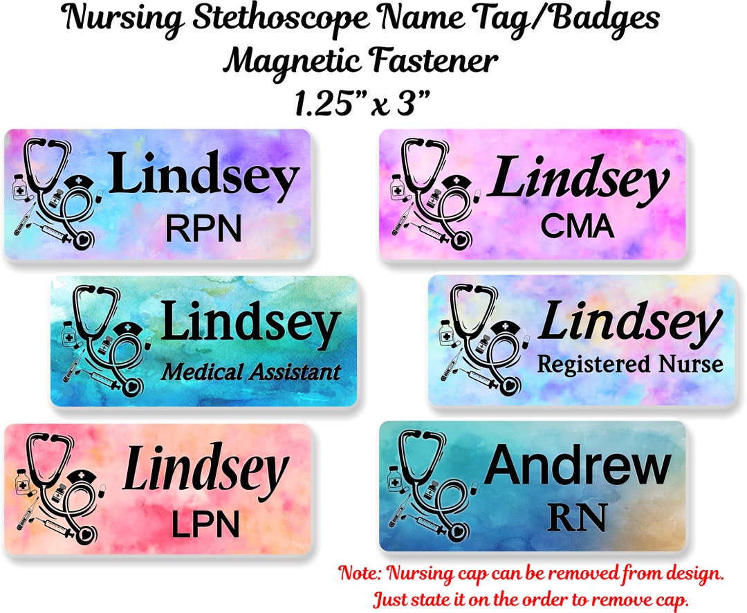 Nursing Name Tag, Name Badge, Stethoscope ID Tag, Magnetic Fastener ...