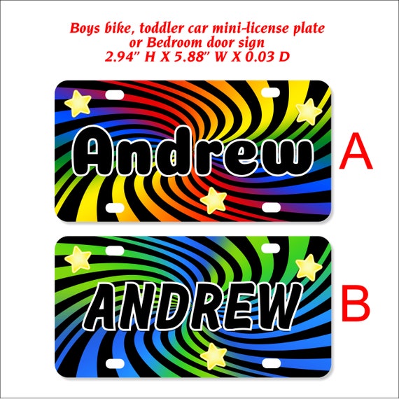 Boys Bike Name Plate Mini License Plate Bedroom Door Sign | Etsy