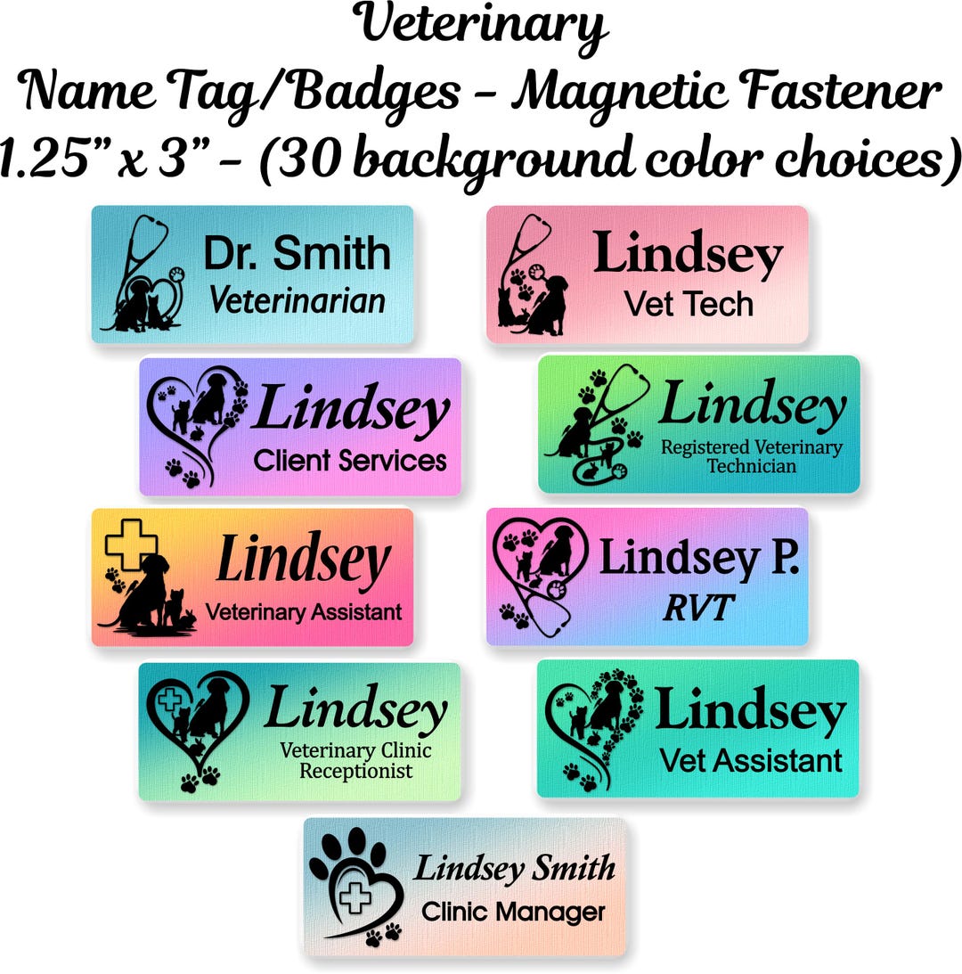 Veterinary Staff Magnetic Name Badge, Name Tag, Vet Name Badge, Vet ...
