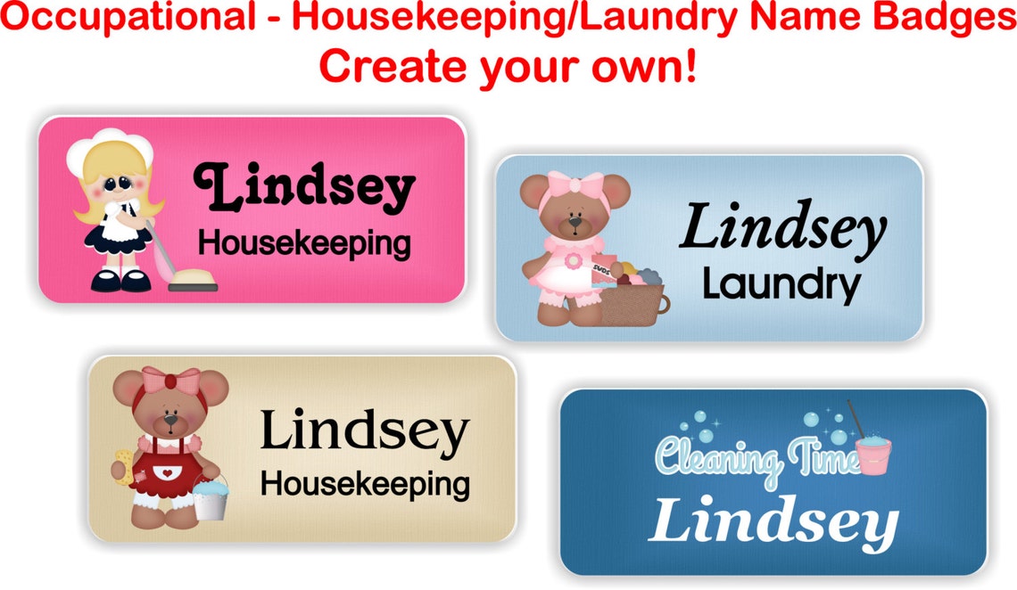 Housekeeping Staff Magnetic Name Badge, Personalized Plastic ID Name ...