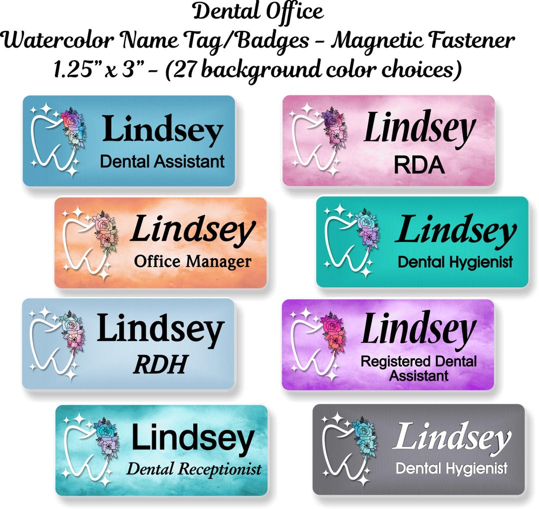 Dental Office Staff Magnetic Name Badge, Personalized Plastic ID Name ...