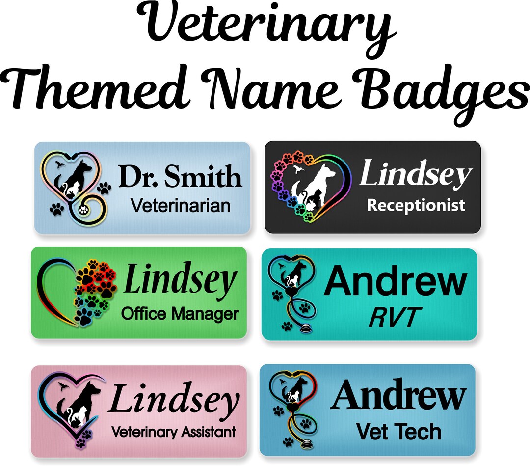 Vet Tech Name Tag, Magnetic Name Badge, Personalized Custom ...