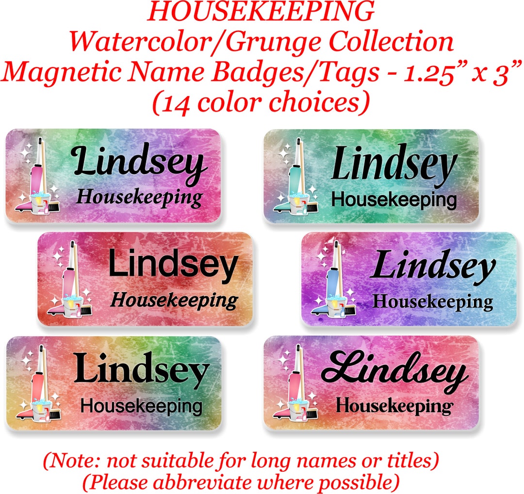 Housekeeping ID Tag, Name Tag, Name Badge, Personalized Custom Employee ...