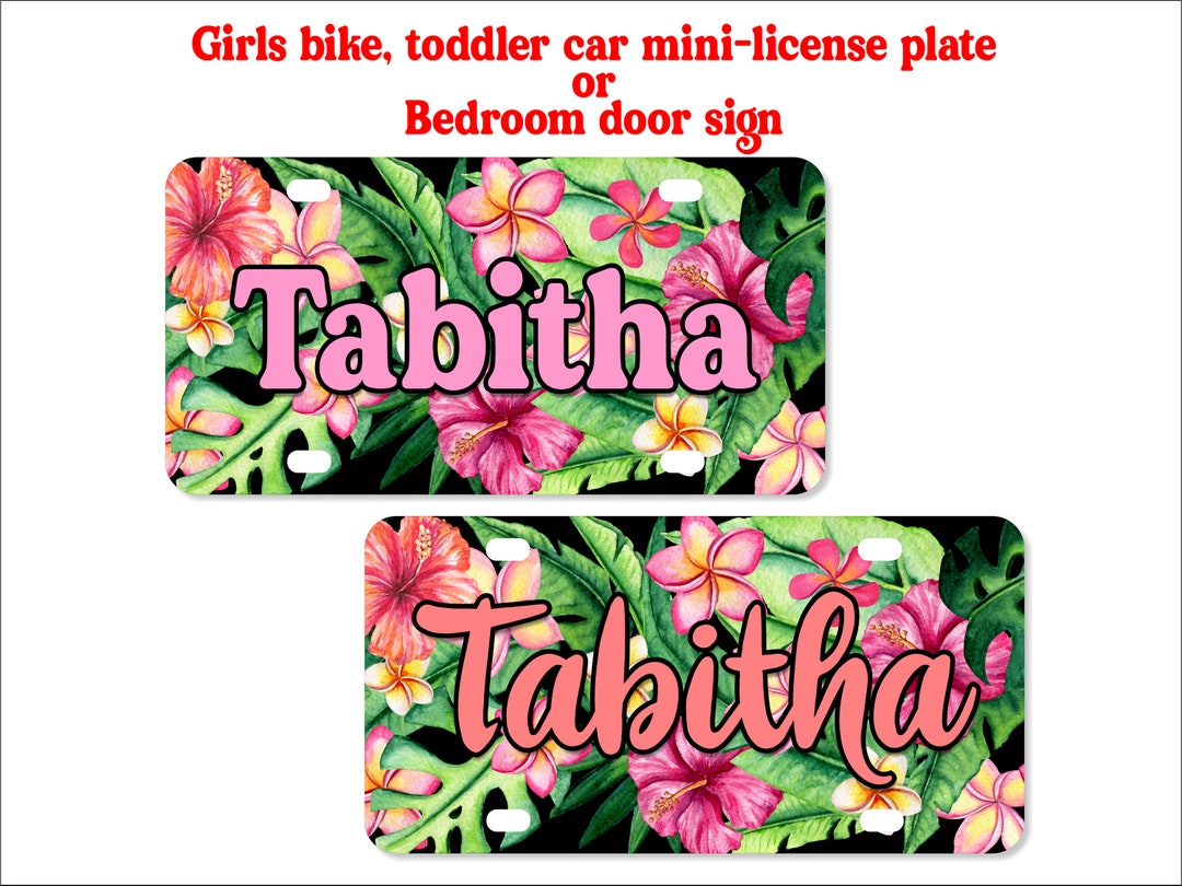 Girls Bike Name Plate, Mini License Plate, Bedroom Door Sign ...