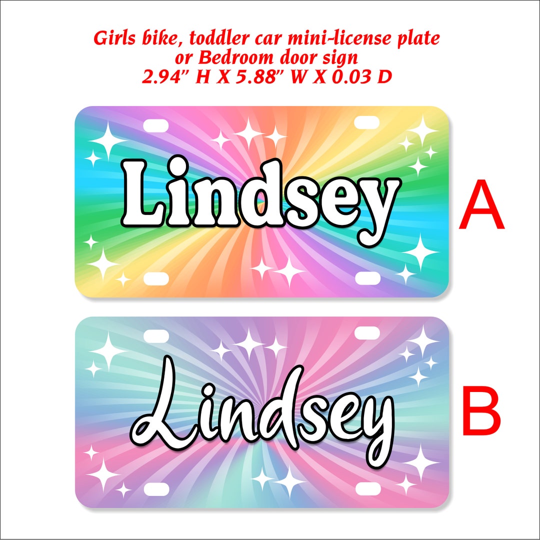 Girl Aluminum Bike Mini License Name Plate, Personalized Bedroom Door ...
