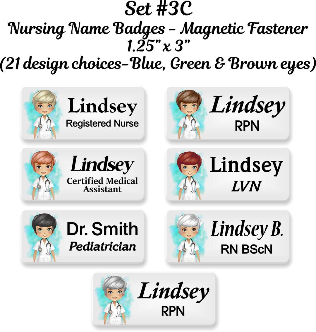 Nursing Name Tag, Name Badge, Personalized Custom ID Tag, Healthcare ...