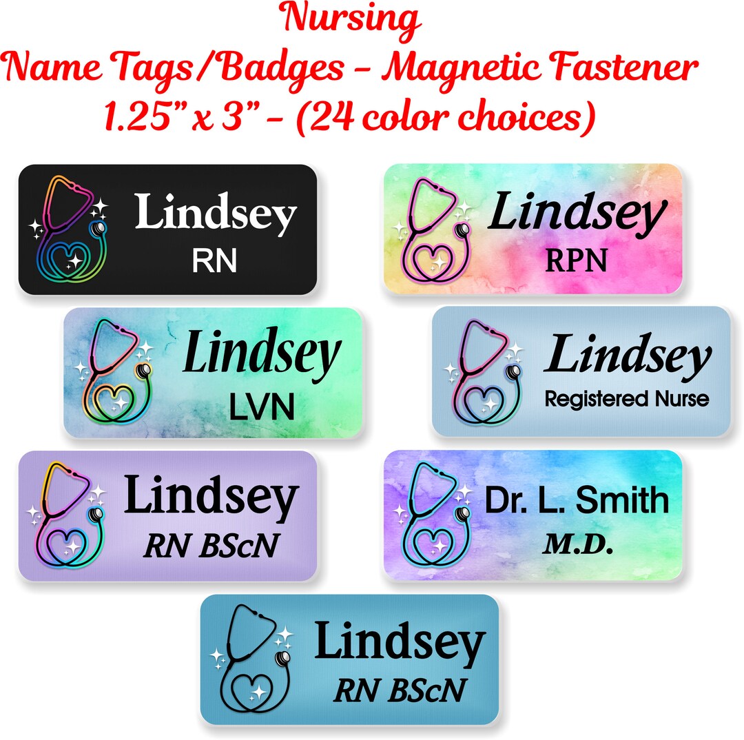 Nursing Name Tag, Name Badge, Personalized Custom ID Tag, Magnetic ...