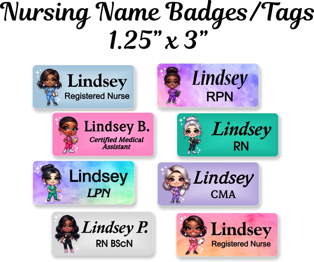 Nurse Name Badge, Name Tag, Personalized Custom ID Tag, RN RPN Tag ...