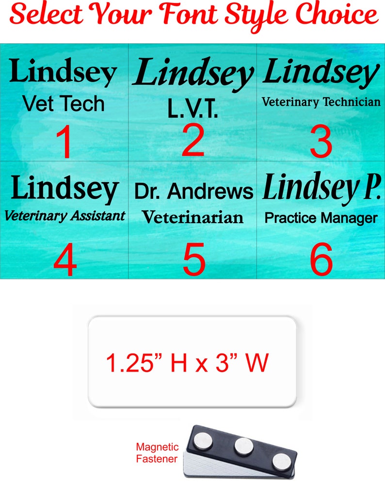 Vet Tech Name Tag Magnetic Name Badge Personalized Custom - Etsy