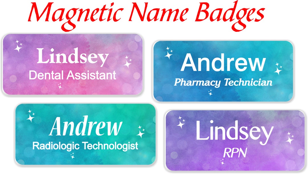Name Badge, Name Tag, Personalized Custom ID Tag, Magnetic Fastener ...