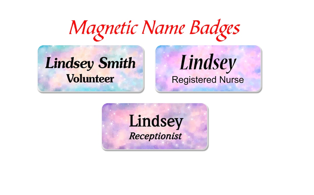 Name Badge, Name Tag, Personalized Custom ID Tag, Magnetic Fastener ...