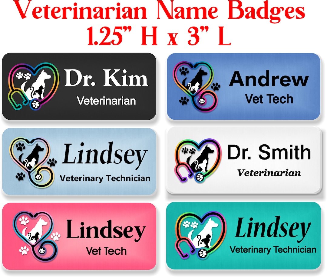 Vet Tech Name Tag, Magnetic Name Badge, Personalized Custom ID Tag for ...