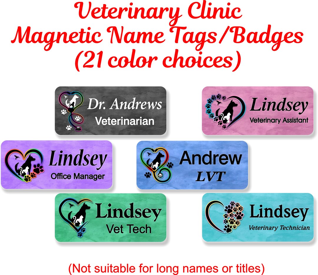 Veterinary Clinic Name Badge, Name Tag, Personalized Custom ID Tag ...