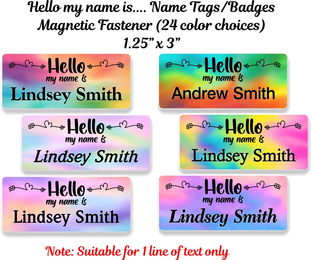 Magnetic Name Tag, Name Badge, Hello My Name is Custom ID Tag ...
