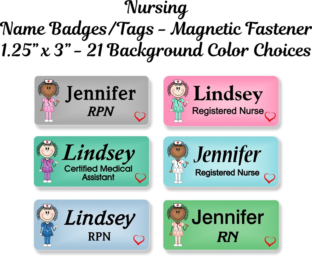 Nursing Staff Magnetic Name Badge, Personalized Plastic ID Name Tag ...