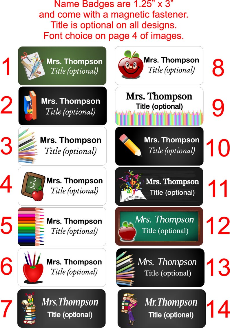 Teacher Name Tag Name Badge Personalized Custom ID Tag | Etsy