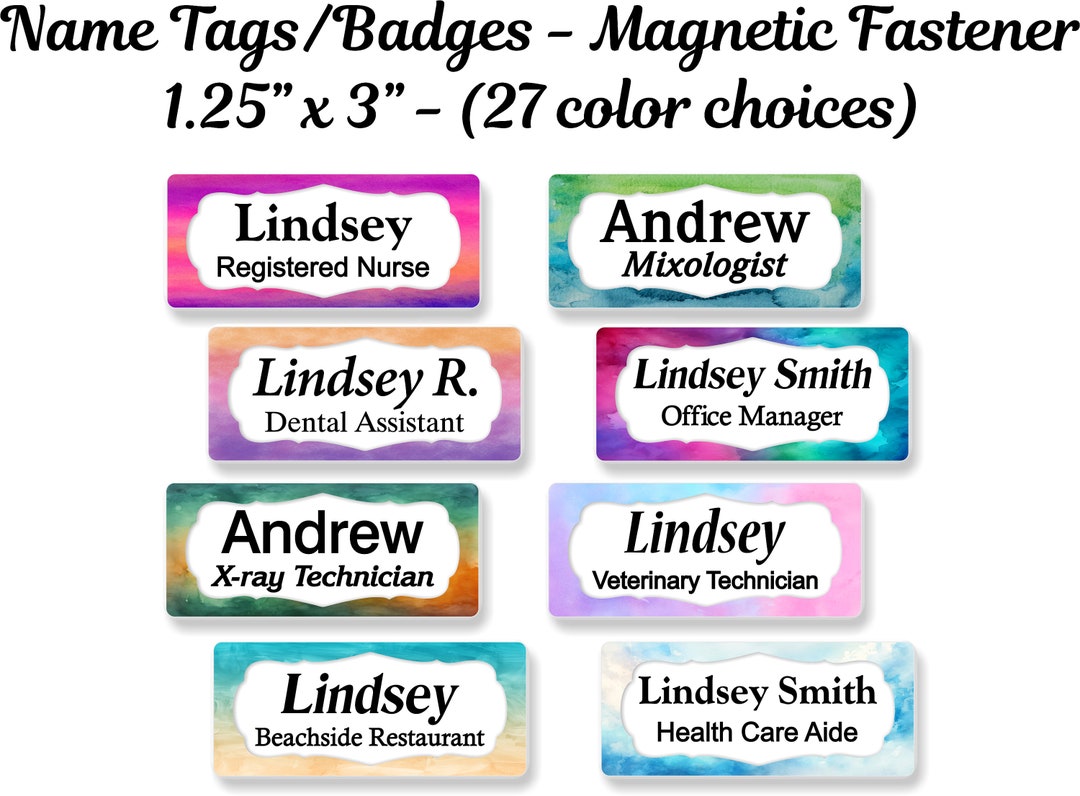 Name Badge, Name Tag, Personalized Custom ID Tag, Employee Name Tag ...