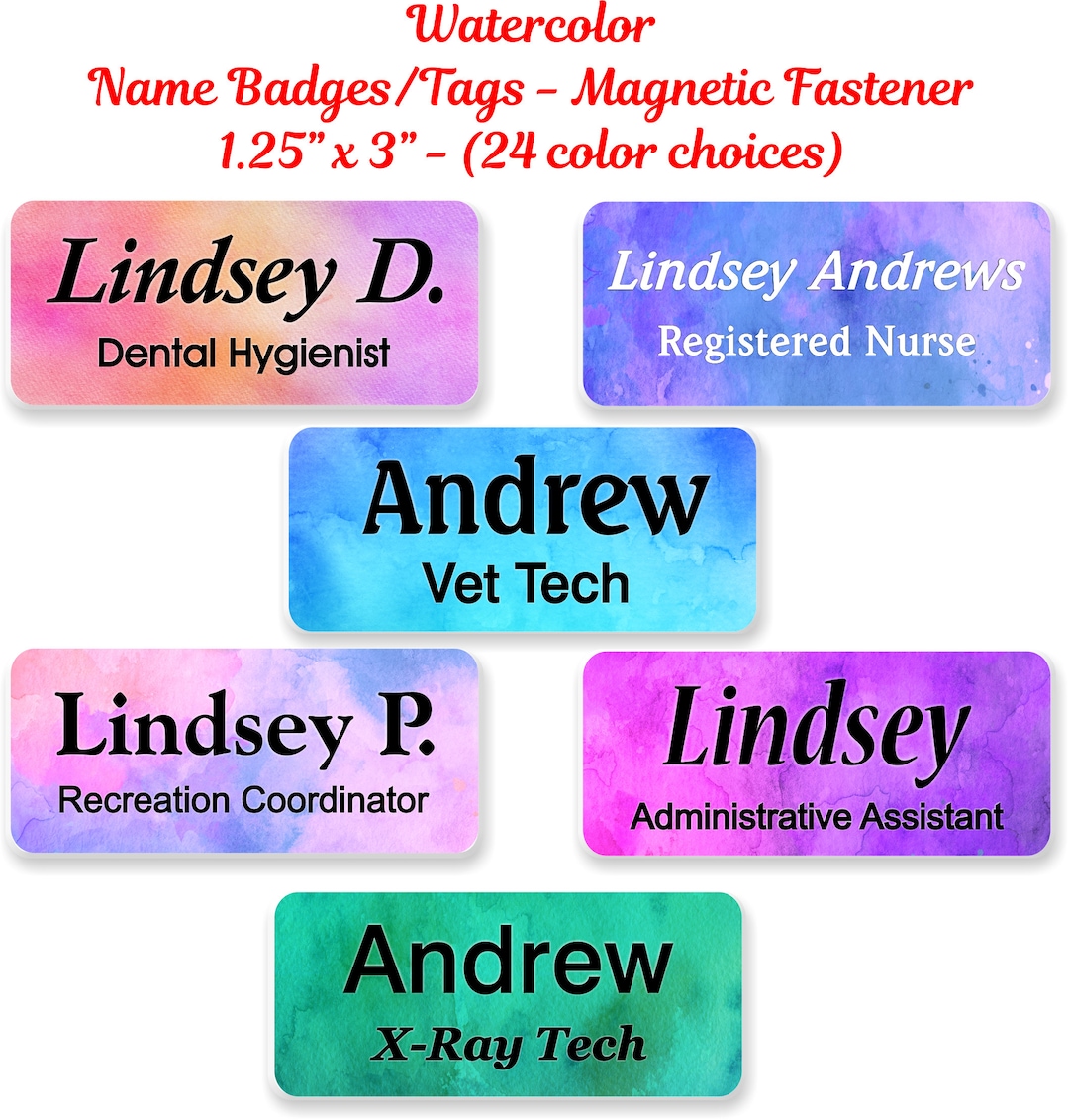 Name Badge, Name Tag, Personalized Custom ID Tag, Magnetic Fastener ...